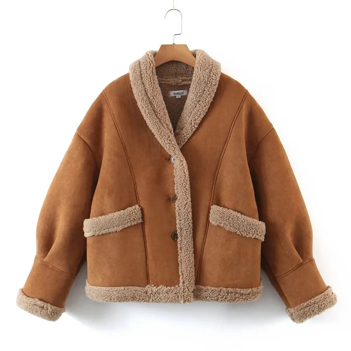Oversized Woolly Flying Jacket in Brown – watts that trend
